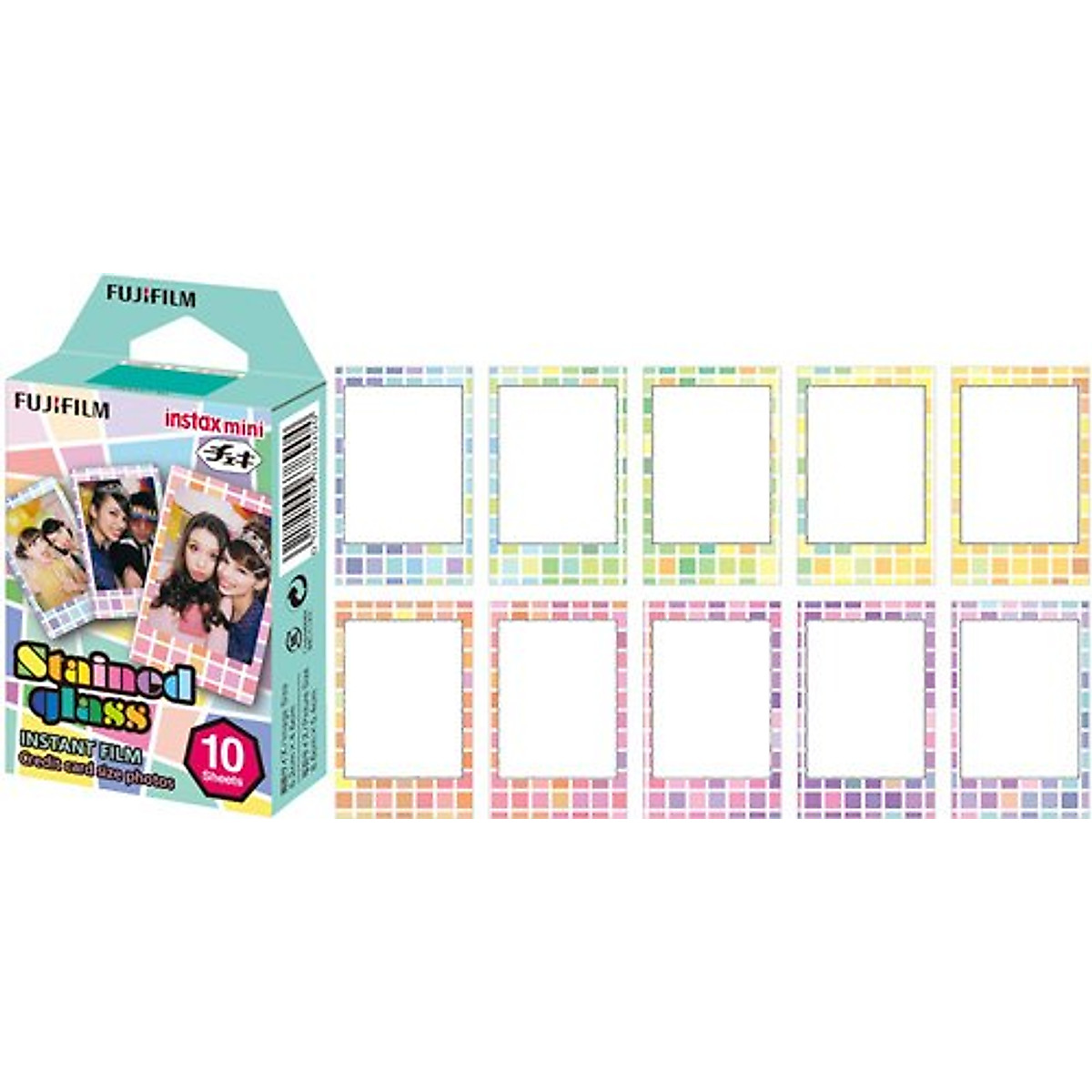 Fujifilm Instax Mini Instant Film Bundle, Candy Pop, Stained Glass, Stripe, Shiny Star, Single Pack, 50 Sheets