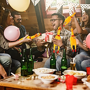 Zddaoole 6 Pcs Large Screaming Chicken Dog Toys,Yellow Rubber Chicken 12 inch,Squeeze Squeaky and Screaming Chicken,Prank Novelty Toy for Kids or Adults