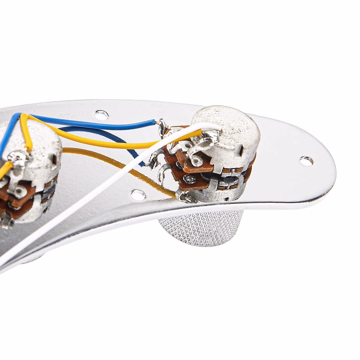 1Pcs Yootones Prewired Bass Switch Control Plate Wired Loaded Control Plate with Switch Knob Compatible with Electric Bass (Silver)