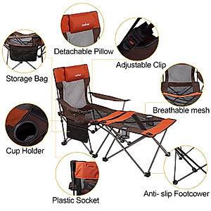 apollo walker Folding Camp Chairs Beach Chairs for Adults 2 in 1 Portable Sun Chairs Lightweight Mesh Lounger Chair with Carry Bag,for Outdoor,Fishing,Beach,Picnics
