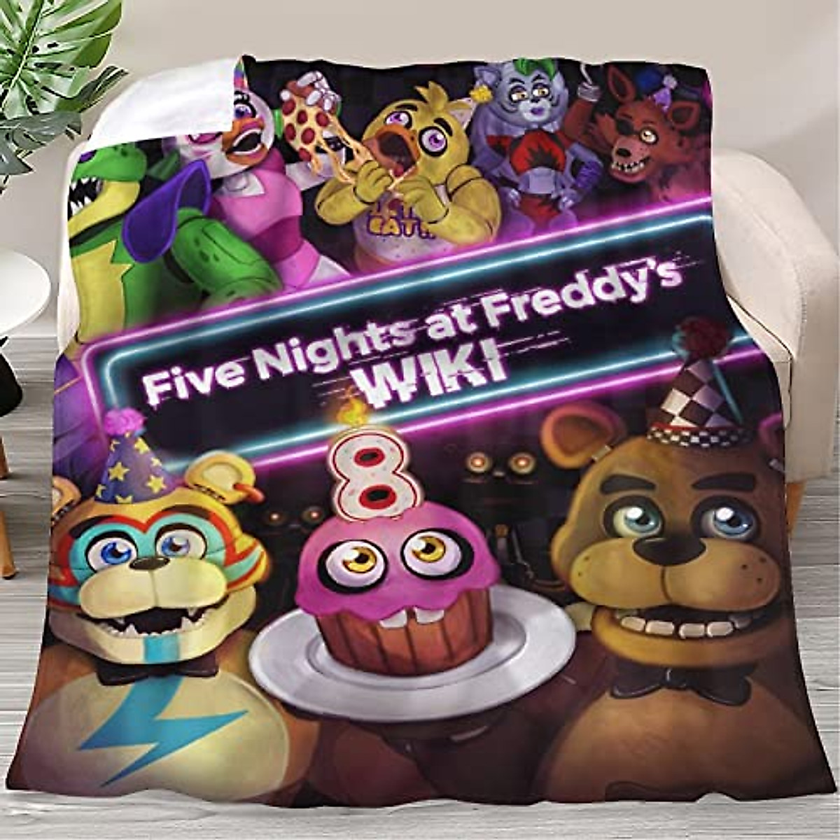 GIMCJOK Custom Five Horror Nights Video at Game Freddy's Throw Blanket, Flannel Fleece Halloween Blankets and Throws for All Seasons, Anti-Static Air Conditioned Blanket 40"x50"