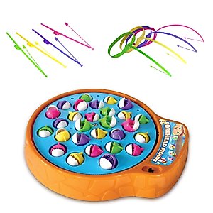 Winning Fingers Fishing Game | Includes 28 Fish, 4 Rods, 4 Forehead Rods, Rotating Board | Great Preschool Fishing Toy Board Game Learning Fine Motor Skills for Kids and Toddlers Ages 3 Plus