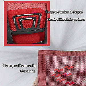 Desk Chair Home Office Chair, Mesh Computer Chairs with Lumbar Support& Armrests, Adjustable Ergonomic Mid-Back Computer Desk Chair, Executive Rolling Swivel Task Chair for Adults,Red