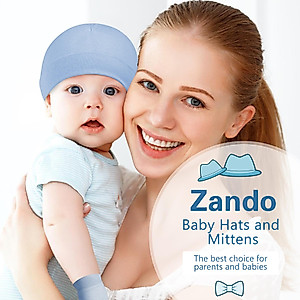 Zando Baby Beanie Hat Navy Blue Newborn Beanie Cotton Baby Hats Newborn Hats for Boys Girls Baby Hat and Mitten Set Soft Infant Winter Hats for Baby Boy Beanies Hat Navy Blue One Size