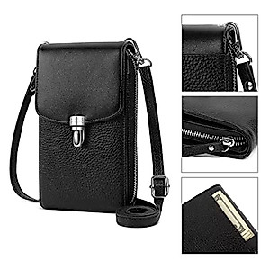 Perlvin Alinne Small Genuine Leather Crossbody Bag for Women Rfid Blocking Cell Phone Wallet Purse Handbag with Card Slots