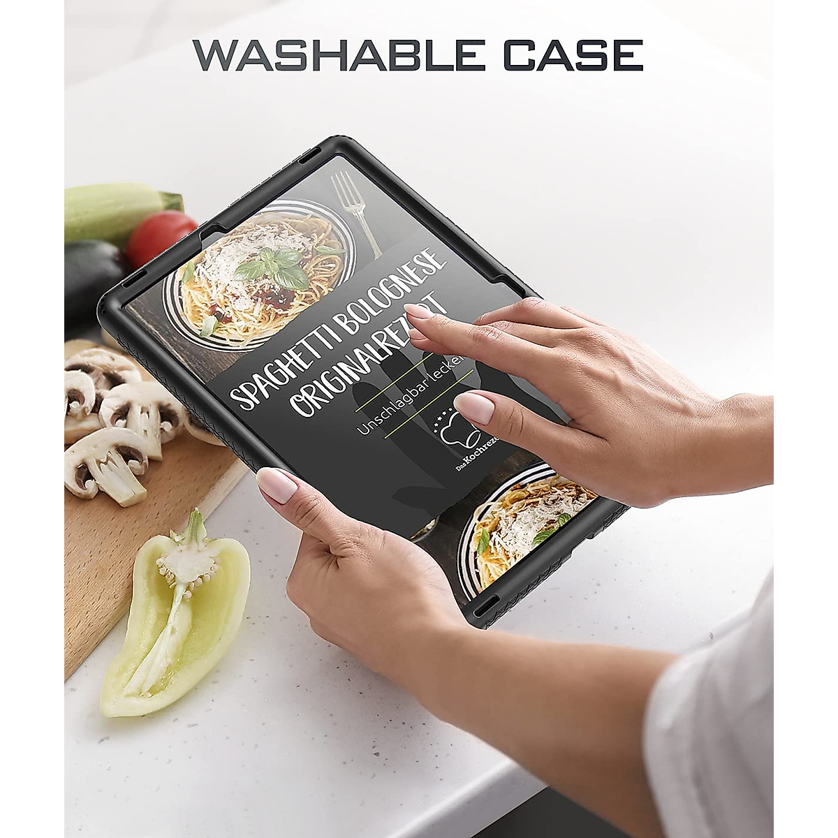 Poetic TurtleSkin Case Designed for Galaxy Tab S7 FE 12.4 Inch 2021 / Galaxy Tab S7 Plus 2020 with S Pen Holder, Rugged Shockproof Drop Protection Kids Friendly Silicone Cover Case, Black