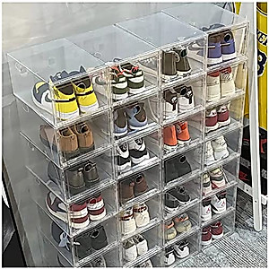 AOHMPT 30 Pack Clear Shoe Organizer Stackable Shoe Box Foldable Storage Bins Shoe Container Box Large Size Shoe Bins