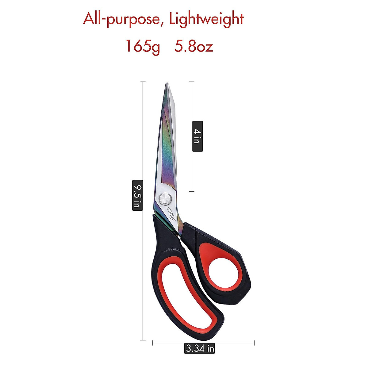 LIVINGO Fabric Scissors Heavy Duty - 9.5 Inches Professional Titanium Coated Forged Stainless Steel Sharp Bent Shears for Sewing Crafting Cutting Cloth, Felt, Leather, Paper