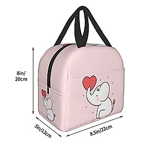 Lunch Bag Cute Elephant With Heart Animal Insulated Lunch Box Reusable Lunch Bags Meal Portable Container Tote For Men Women Work Travel Picnic