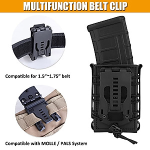 KRYDEX Magazine Pouch 5.56 with Belt Clip 7.62mm Open Top Mag Pouch (BK)