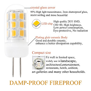 XRZT 120V G4 Led Bulb Dimmable 30-35W Halogen Bulb Equivalent, Warm White 3000K 3W G4 Bi-pin Base Led Bulb, 5-Pack