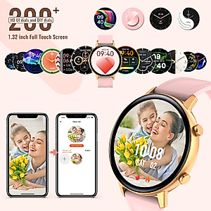 Smart Watch for Women(Call Receive/Dial),Fitness Trackers Waterproof Smart Watches for Android Phones Smartwatch with Blood Pressure Heart Rate Sleep Monitor Sport Running Pedometer Touch Screen