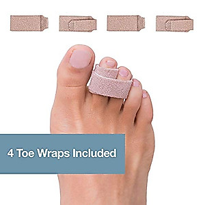 ZenToes Reusable Fabric Buddy Wraps for Broken Toes, Hammertoe Straightener, 4 Count (Beige)