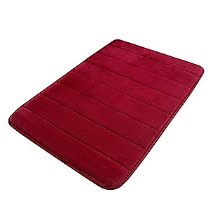 NA Memory Foam Bath mat Non-Slip Absorbent Velvet Bathroom Carpet 40 60cm Red
