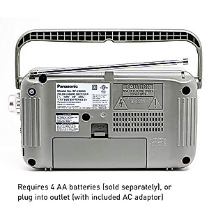 Panasonic Portable AM / FM Radio, Battery Operated Analog Radio, AC Powered, Silver (RF-2400D)