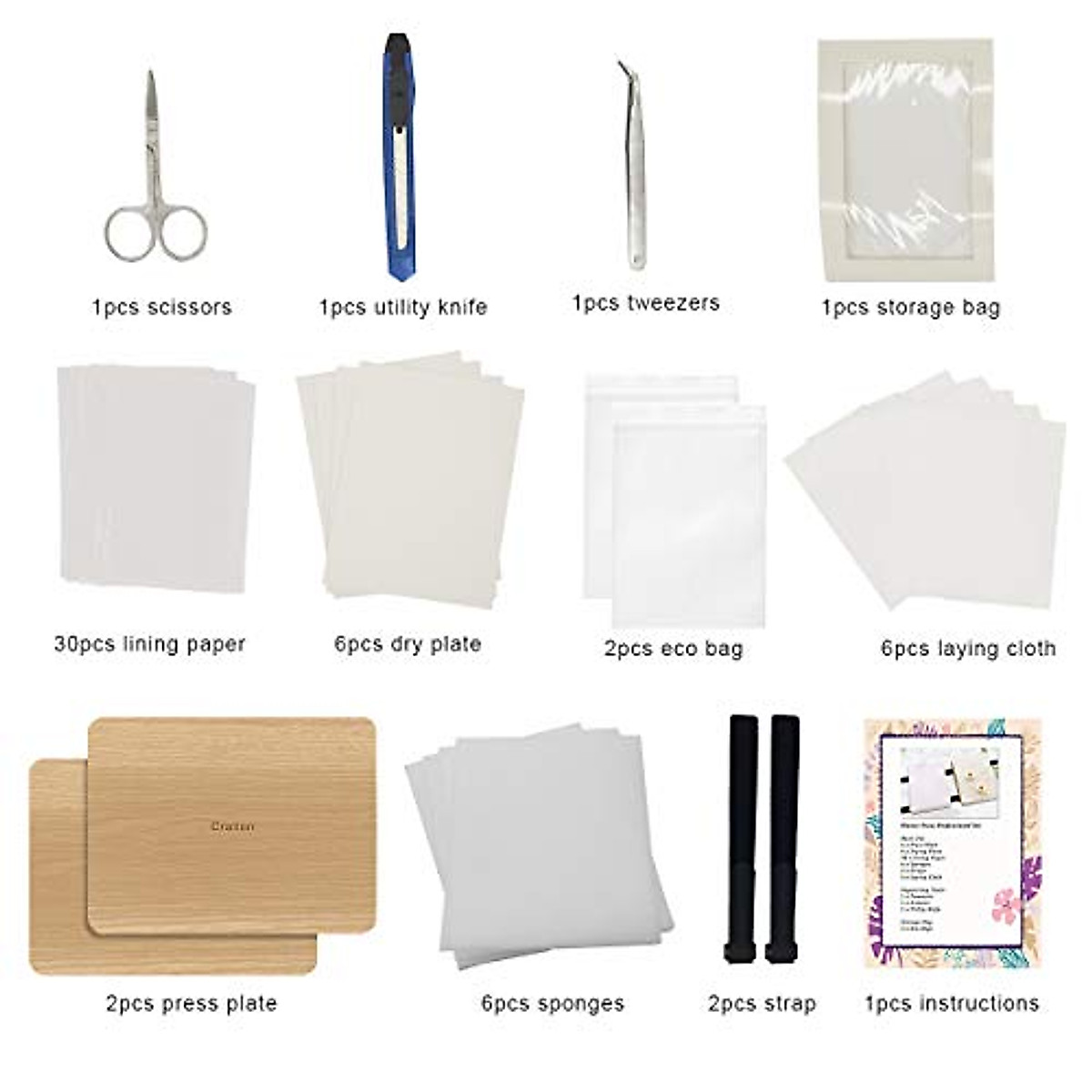 Worown Professional Flower Press Kit, Leaf Press, Plant Press, 6 x 8 inch 6 Layers Nature Press Kit Including Instructions