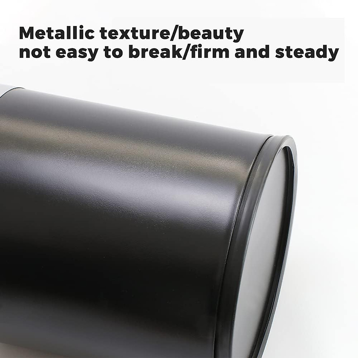 YOJIA 3.7 Gallon/14L Black Bathroom Trash Can Metal, Double Walled Waste Paper Basket, Bathroom Garbage Can, Elegant, Modern Office Waste Basket, for Bedroom, Kitchen, Hotel, Cafe, Business(14L black)