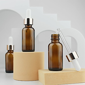 1 Oz Glass Dropper Bottles,24 pack Amber Glass Bottles with Eye Droppers,30ml Tincture Bottles, Leak Proof Travel Bottles for Liquids