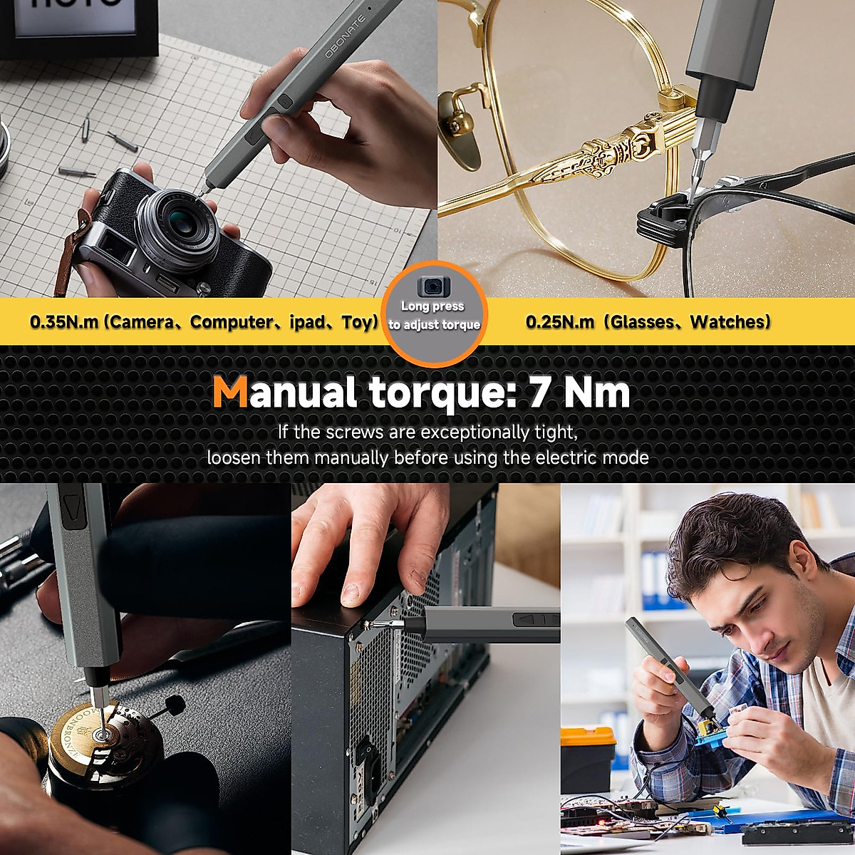 obonate mini Electric Screwdriver Set, 154 in 1 precision Electric Screwdriver Cordless Rechargeable, Electronic Repair Tool Kit for PC Phone Camera Laptop Watch