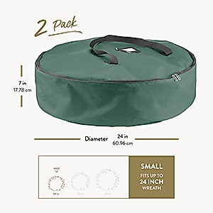 Zober 2-Pack Christmas Wreath Storage Bag 24" - Artificial Wreaths, Durable Handles, Dual Zipper & Card Slot, Holiday Xmas Tear Resistant Storage Container 420D Oxford Fabric