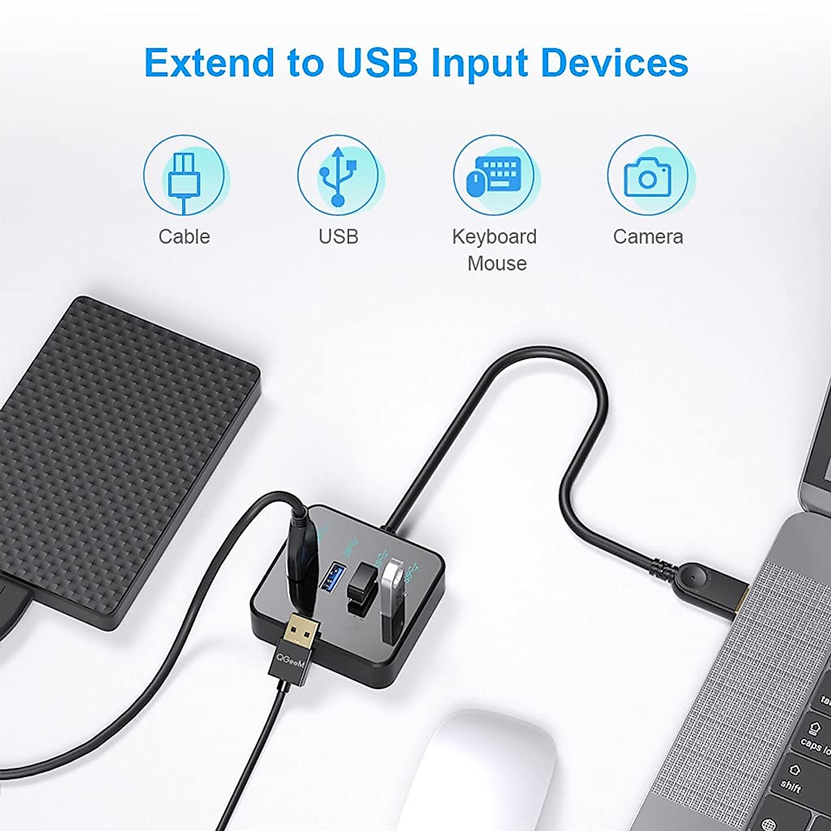 GPPZM USB Hub 3.0 Adapter USB Splitter 4 Port USB 3.0 Hub for PC Computer Accessories Cable