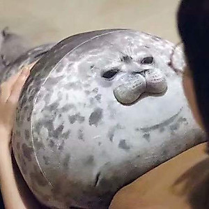 ARELUX 17.7in Soft Seal Plushie Pillow: Chubby Blob Seal Hugging Pillow,Cute Stuffed Animal Plush Pillow Toy Kawaii Room Decor for Kids Boys Girls