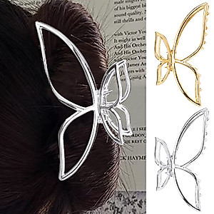 Ahoney Butterfly Metal Hair Clips 4.3" Gold Non-Slip Cute Fashion Shark Accessories for Women (Butterfly)