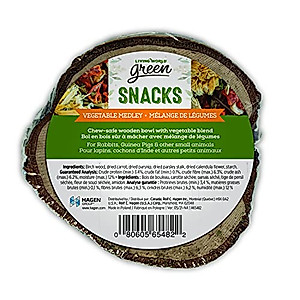 Living World Green Snack Bowl, 2-in-1 Snack Feeder and Chew Toy for Small Animals, Vegetable Medley