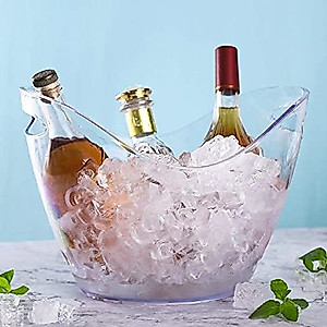 2 Pack 4L Large Capacity Beverage Tub Oval Storage Bucket,Ice Buckets for Parties Plastic Wine Bucket, Beer Bucket, Like an Ice Bucket JENIGH JEWEL， Transparent