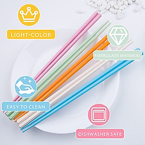 10 Pairs Chopsticks-Reusable Chopsticks Dishwasher Safe, 9.63 inch/24.5cm Fiberglass Non-Slip for Family/ Restaurant Sushi Ramen Rice Japanese Korean Chop Sticks, Chinese Chop Sticks- Pink