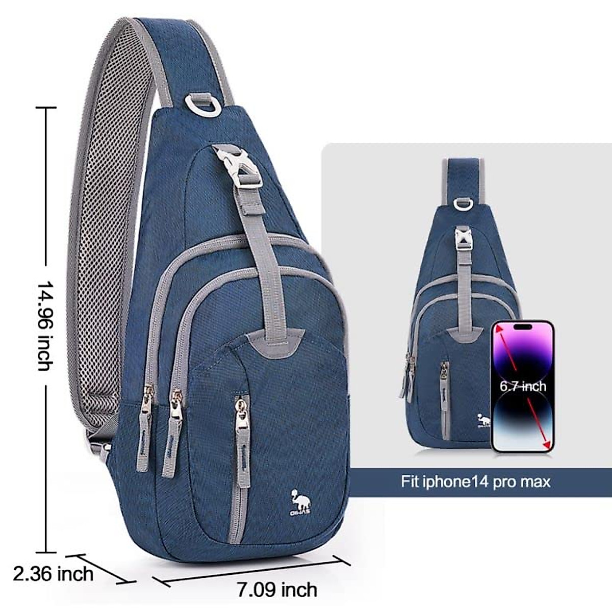 KIMLEE Sling Bag Crossbody Bags Men, Travel Hiking Chest Daypack for Women One Strap Backpack Lightweight Over Shoulder Bag