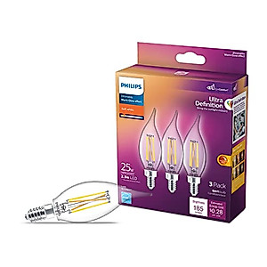 Philips LED BA11 Candelabra LED Light Bulbs - Flicker Free 25w Light Bulbs with EyeComfort Technology - Daylight 5000K Lightbulb - 185 Lumen - E12 Base - 3 Pack