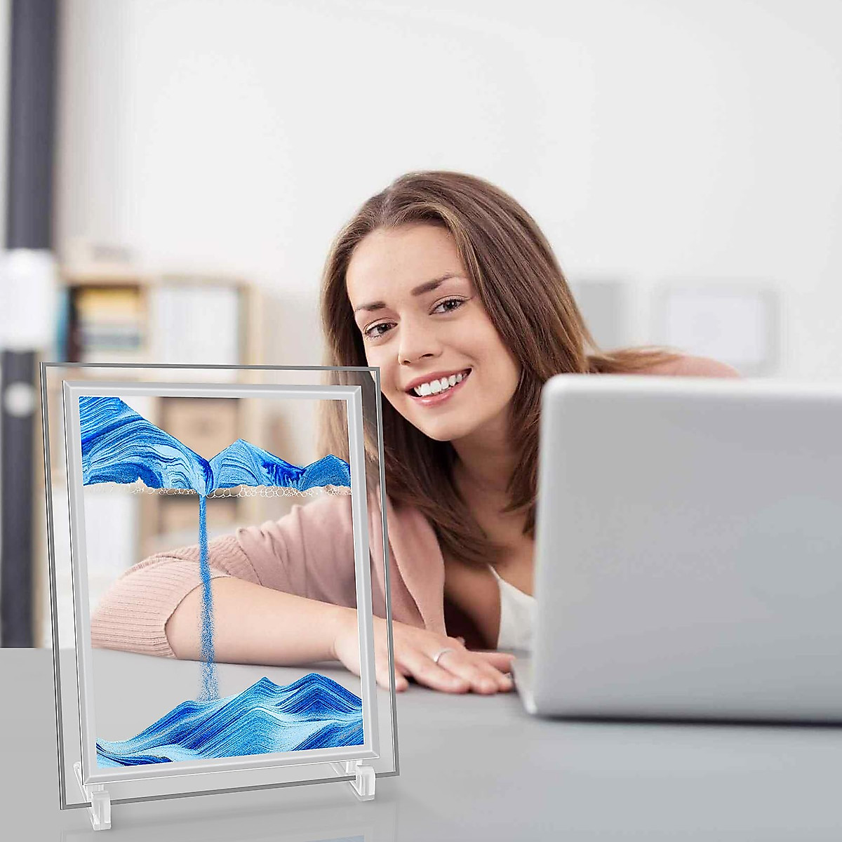 NIUCOO Sand Art Liquid Motion, Moving Sand Art Picture 3D Sea Sandscape, Flowing Sand Frame Adult Kid Large Desktop Art Toys (large)