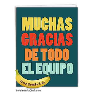 NobleWorks - Large Group Thank You Card in Spanish (8.5 x 11 Inch) Gratitude, Appreciation Gift - Big Thanks From The Team-Spanish J6884TYG-SL-US