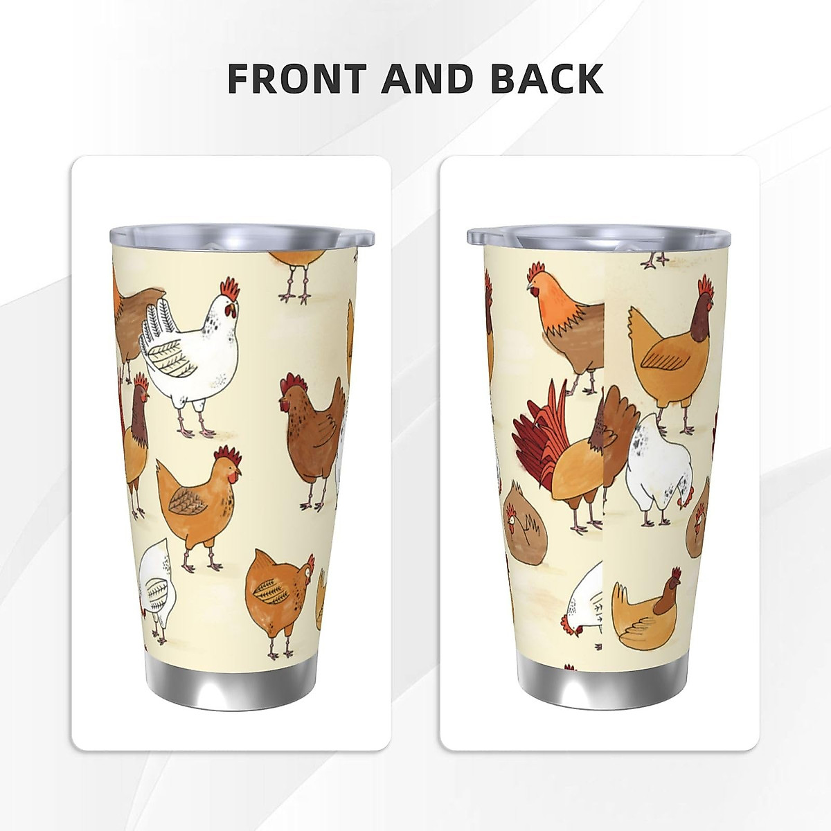 DITXIT A Brood Of Chickens 20oz Tumbler Stainless Steel Vacuum Insulated Coffee Travel Mug, Durable Insulated Coffee Travel Mug with Splash-Proof Lid Metal Straw and Brush Thermal Cup for Outdoor