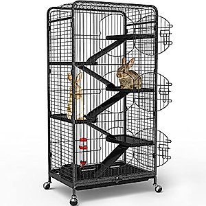 YITAHOME 52-inch Metal Ferret Chinchilla Rat Cage Small Animal Cage with Rolling Stand Indoor Outdoor for Squirrel/Guinea Pig/Bunny/Cat/Rabbit, Black (MAYIH0010153MA)