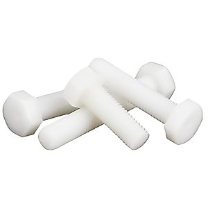 M5 x 25mm White Nylon Hex Head Cap Bolts Screws, Plastic Hexagon Nuts, Full Thread Nylon Hexagon Head Cap Bolts, 80Pcs