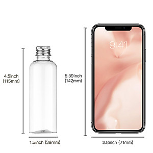 Tekson Travel Bottles 3.4 oz, Travel Size Containers for Shampoo, Empty Travel Mouthwash Bottles with Silvery Screw Cap (100ml, Clear)