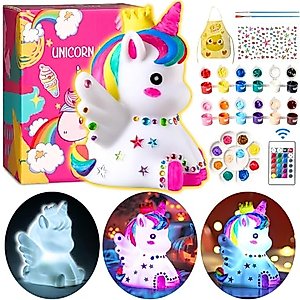 Paint Your Own Unicorn Lamp Kit Plush Toy Black Cat Light-Up Cat Terrarium Kit for Kids Black Cat Plush Toy Creative for Girls Age 4-6 Easter Gifts for Kids - Arts and Crafts for Kids 4 Years+
