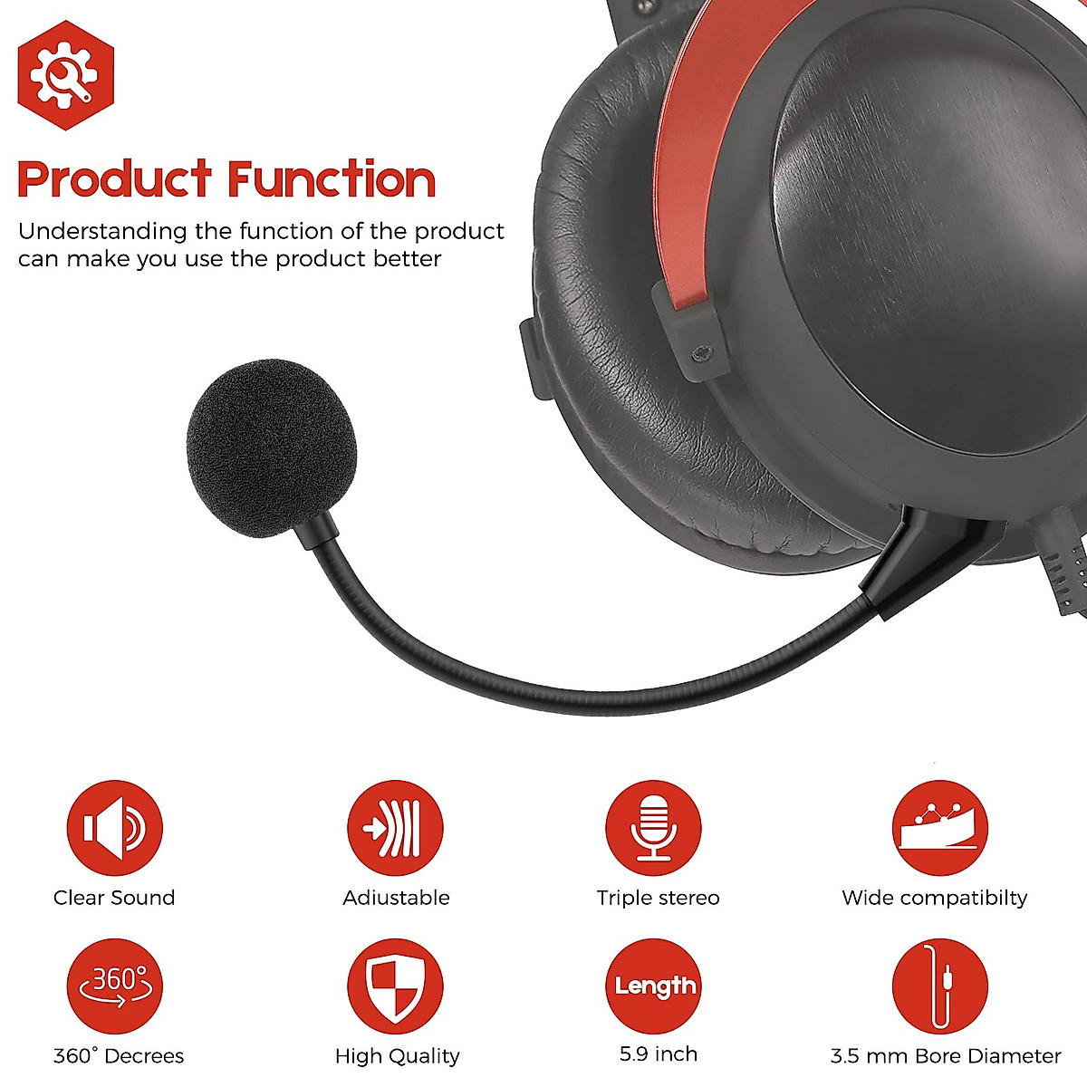 AKKE Cloud Alpha Pro Replacement Mic 2 PCS 3.5mm Detachable Game Microphone Boom Compatible Cloud Alpha S, Alpha PRO Gaming Headsets