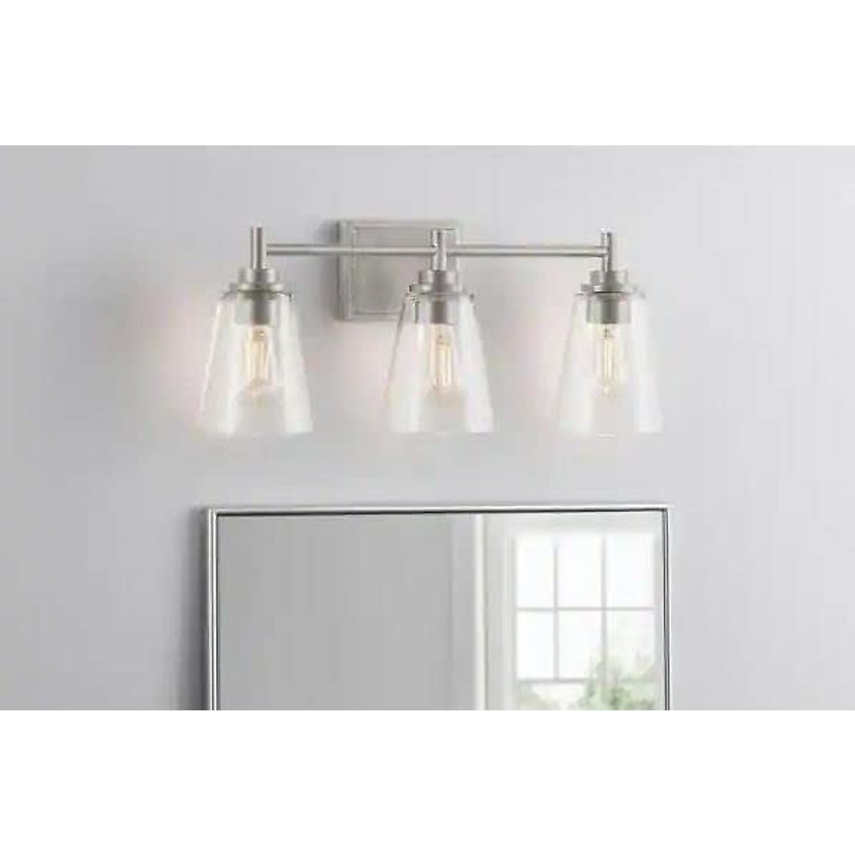 Hampton Bay 22.5 in. Wakefield 3-Light Brushed Nickel Modern Bathroom Vanity Light with Clear Glass Shades