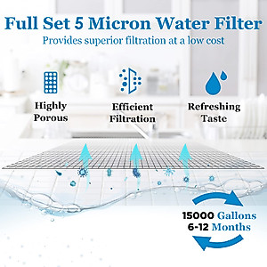 Vegebe 1-5 Stage 50 GPD RO Water Filter Set Replacement Fit for APEC Reverse Osmosis System (1/4" Output)