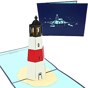 PopLife Lighthouse Island 3D Pop Up Greeting Card for All Occasions - Travellers, Coastal and Adventure Lovers - Folds Flat for Mailing - Birthday, Mother’s Day, Graduation, Retirement, Anniversary