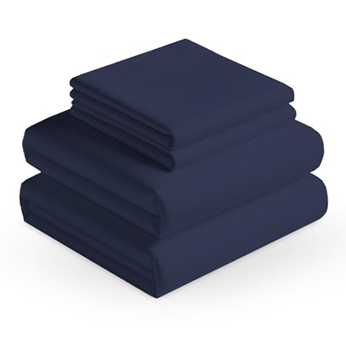 Saaz Linen 1000 Thread Count Full Size Sheet Set - 100% Egyptian Cotton Hotel Luxury Collection Bedding Sheets - Fits Upto 16 Inch Deep Pocket - Sateen Weave Solid 4 Piece Sheets Set (Navy Blue)
