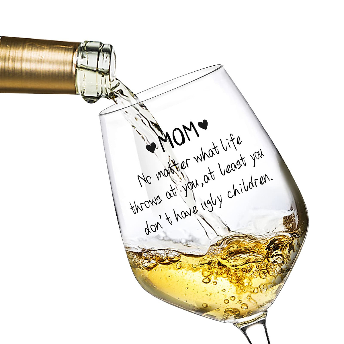 COVLUROTO Mothers Day Funny Gifts for Mom from Daughter Son-13OZ Wine Glass Goblet-Novelty Christmas Thanksgiving Birthday Anniversary Retirement Gift Presents Idea for New Mom Mother in Law Stepmom