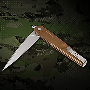 Hysenss 11" Pocket Folding Knife, N690 Stainless Steel Blade, Men's EDC Tactical Knife, Padded Lock for One Hand Operation, Suitable for Hunting, Outdoor Camping Fishing Cutting Gifting （yellow）