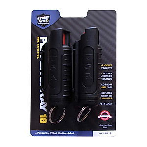 Streetwise 18 Pepper Spray - (Pack of 2) - 1/2 oz Black Molded Keychain - 46% Stronger Than Competing Brands