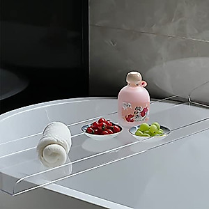 Clear Bathtub Caddy Tray, Bathroom Storage Rack, Acrylic Bath Rack, Tub Shelf, Tub Tray Accessories for Bath,35.4" Lx7.9 Wx1.2 H,Clear