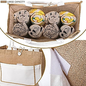 ZOOFOX 6 Pack Jute Tote Bags, Burlap Tote Bag with Handles, Large Beach Bag for Women, Grocery Bridesmaid Bag Weaving Tote Bags for Beach, Wedding, Shopping, Travel, 16.5"x 13"x 7"