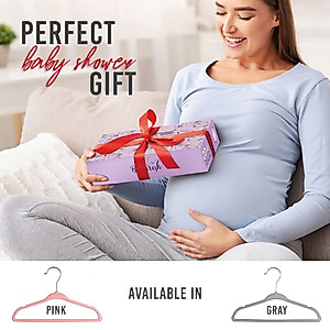 Babyrish Baby Hangers for Closet - Cute Yet Sturdy Baby Clothes Hangers for Newborns, Toddlers and Kids - Space Saving, Non Slip Kids Hangers for Nursery - Pack of 20 Pink Velvet Hangers (20, Pink)